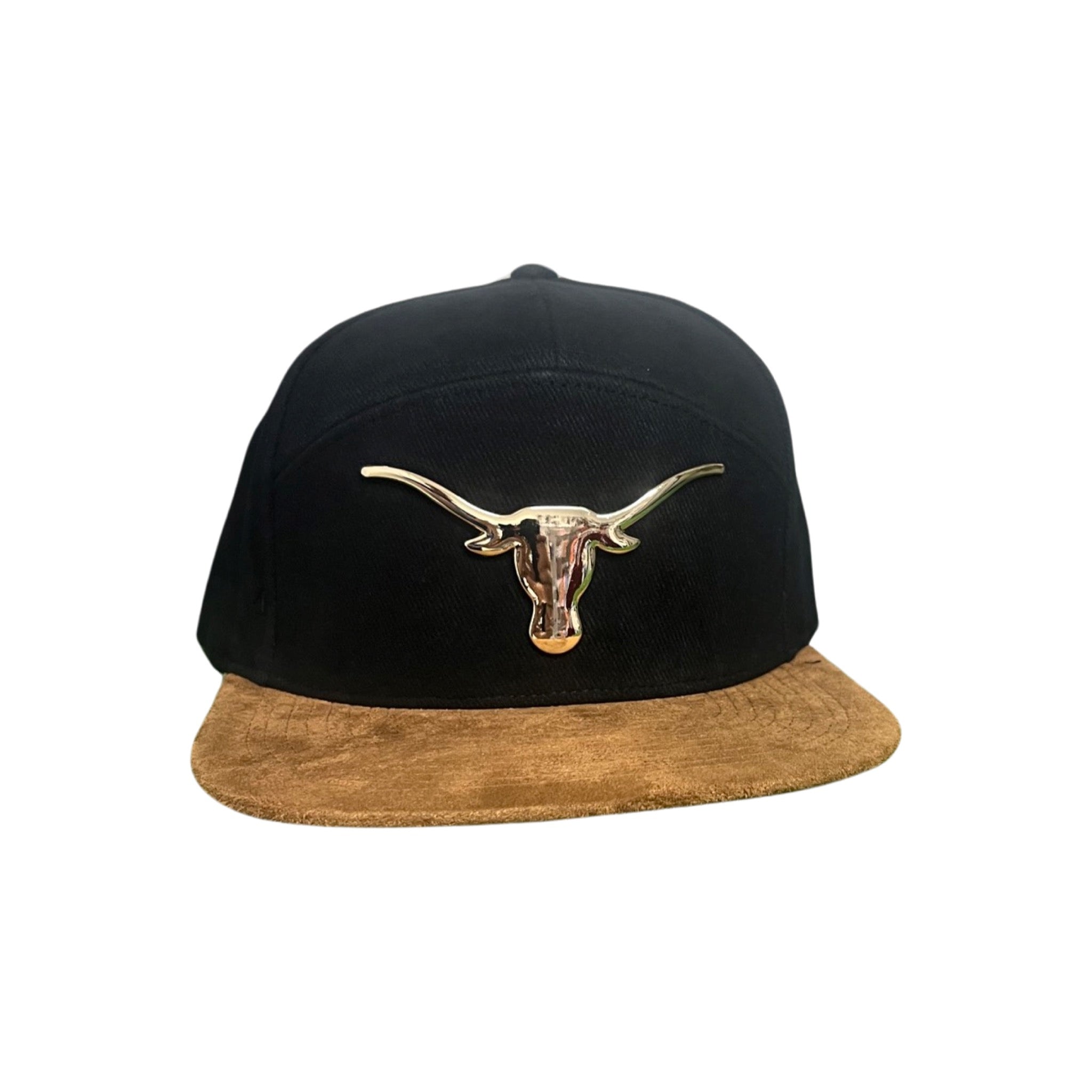Texas Longhorns Gold Metal Longhorn Logo on Black Cotton & Tan Suede F ...
