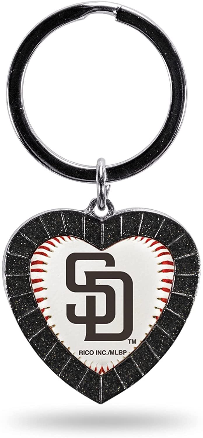 San Diego Padres Keychain Rhinestone Heart Decal Emblem Team Color Bas ...