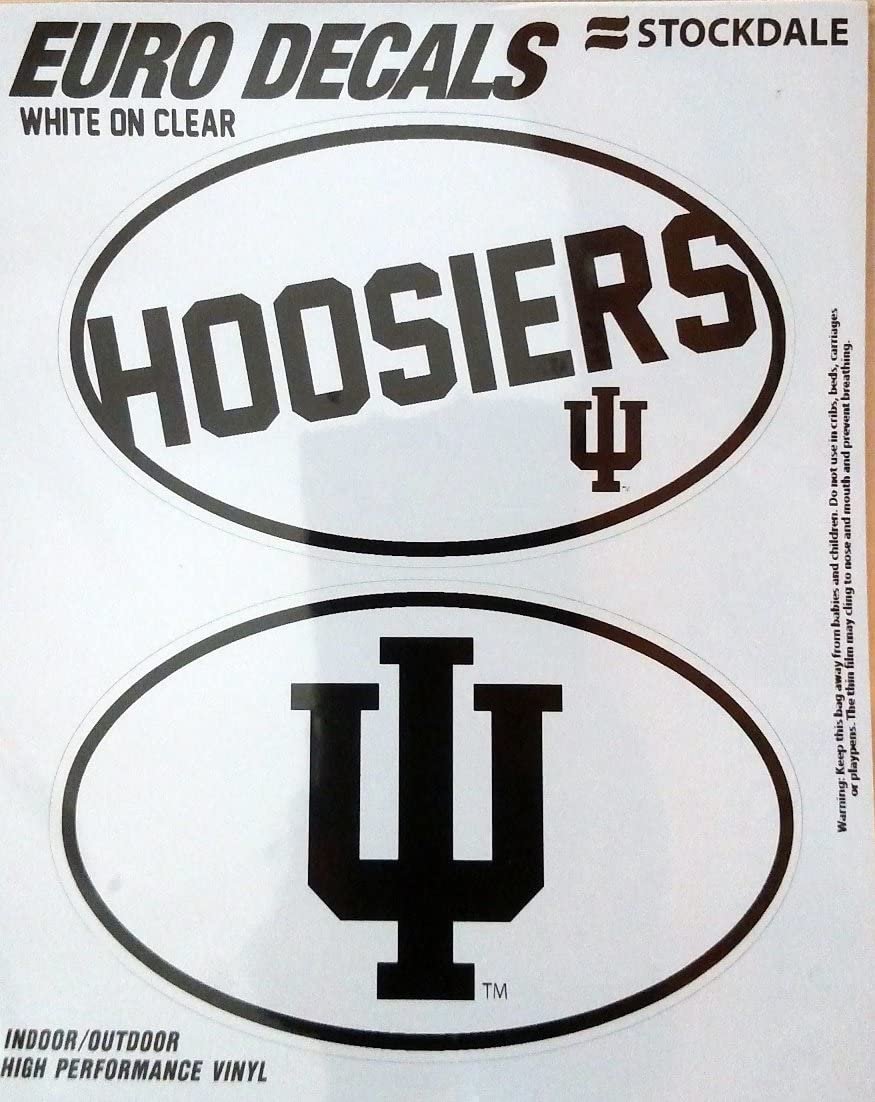 Indiana University Hoosiers 2-Piece White and Clear Euro Decal Sticker ...
