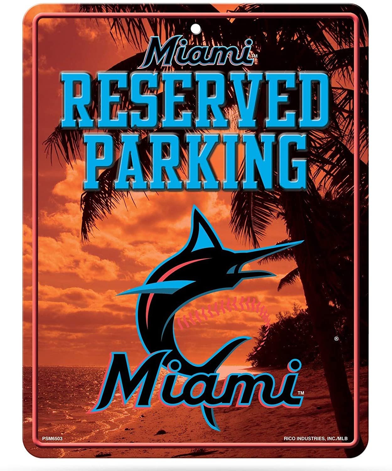Miami Marlins Parking Sign Metal 8x11 Metal Embossed Wall Novelty Base ...