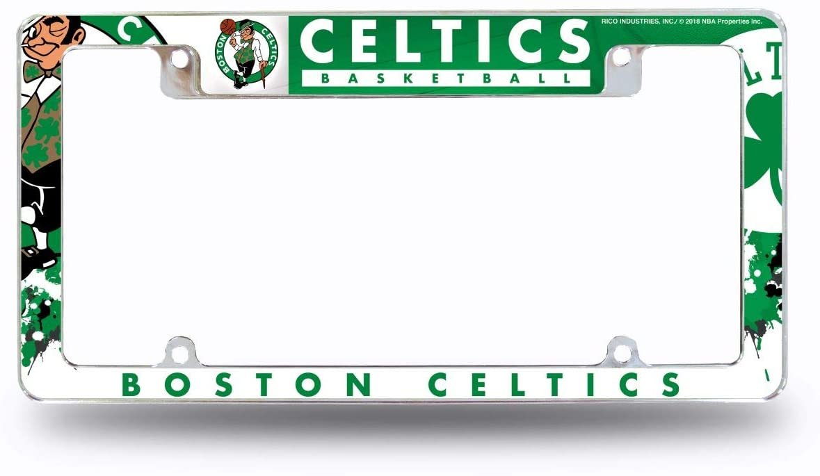 Boston Celtics Metal License Plate Frame Tag Cover All Over Design Hea ...
