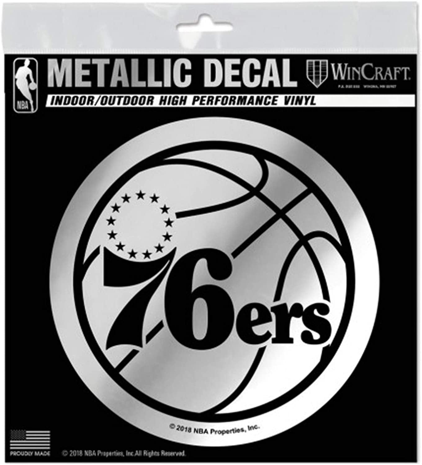 Philadelphia 76ers 6 Inch Decal Sticker, Metallic Chrome Shimmer Desig ...